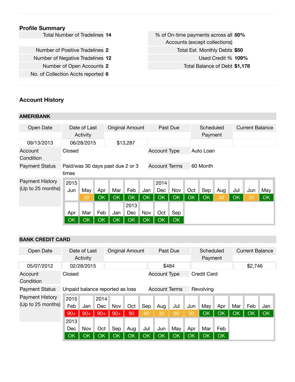 Sample Tenant Credit Check – ApplyConnect